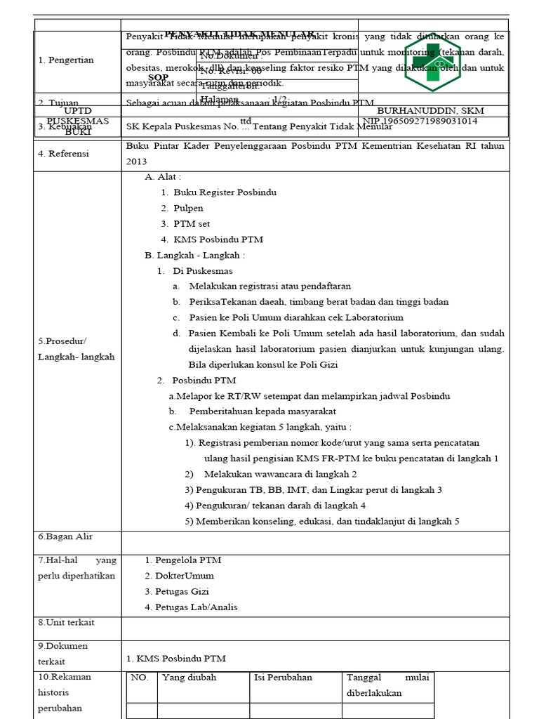 Sop Posbindu PTM Edit | PDF