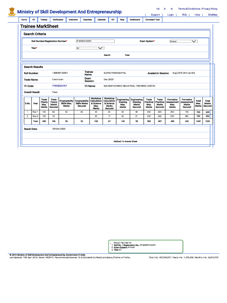 Iti Final Marksheet Verification | PDF