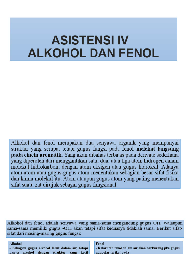 Alkohol dan Fenol: Sifat dan Perbedaan | PDF