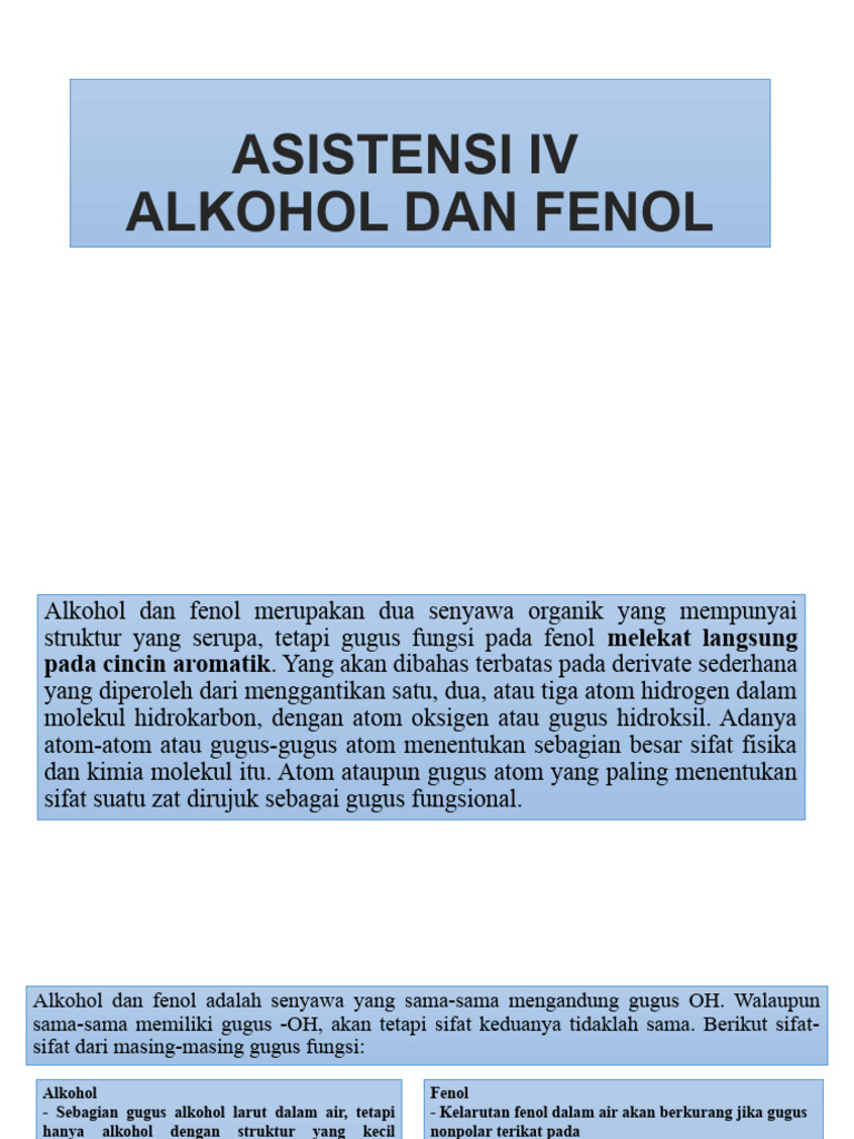 Asistensi IV Alkohol Dan Fenol | PDF