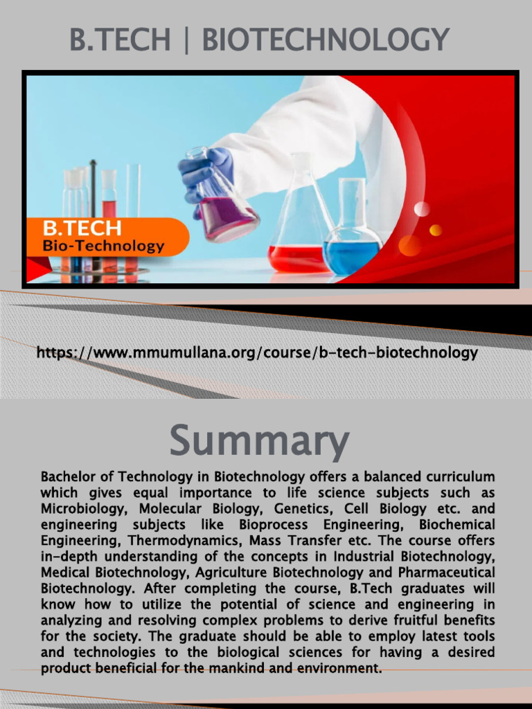 B.tech Biotechnology | PDF