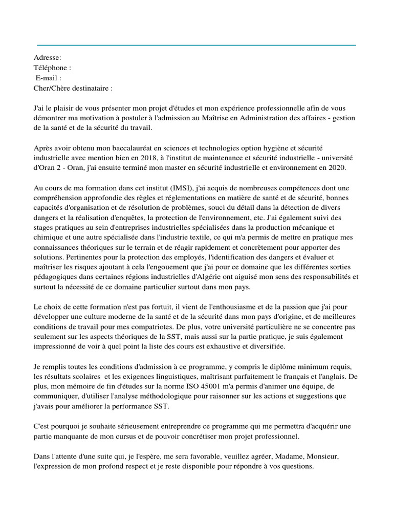 Example D'une Lettre de Motivation | PDF