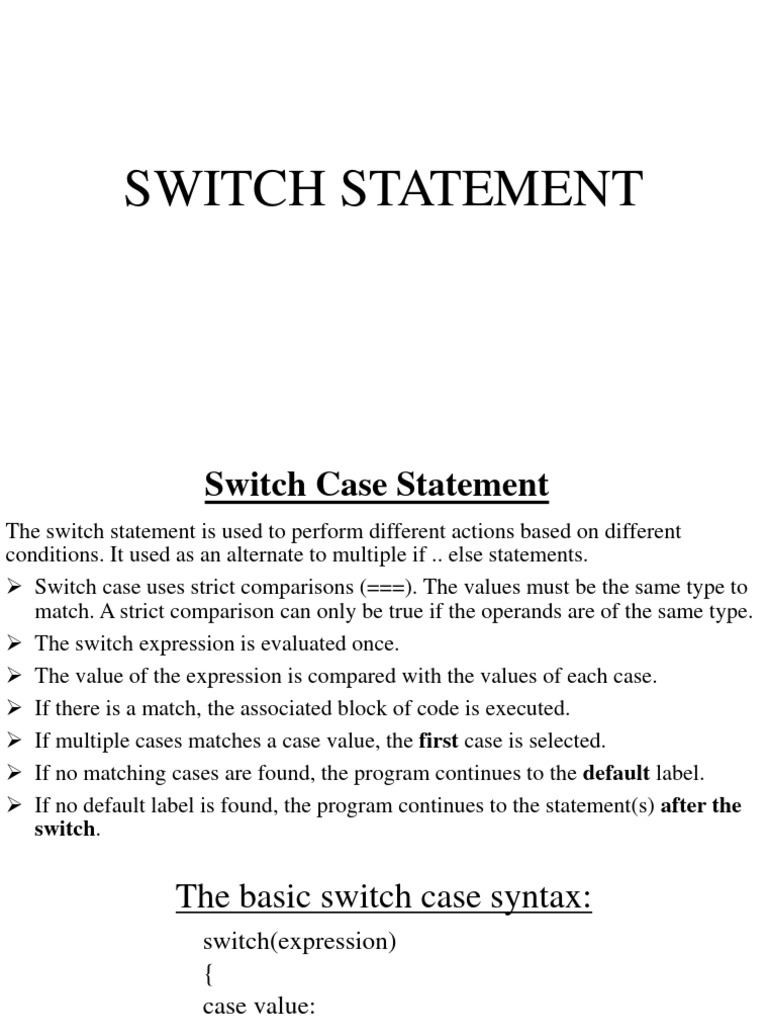 Gr8 Switch Statement Notes Pdf Computer Programming Computer Science 2178