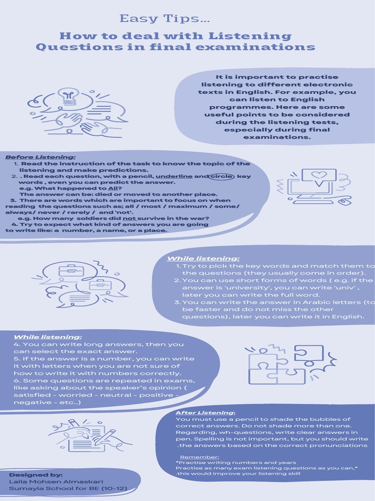 Listening Exam Tips for Students | PDF | English Language | Linguistics