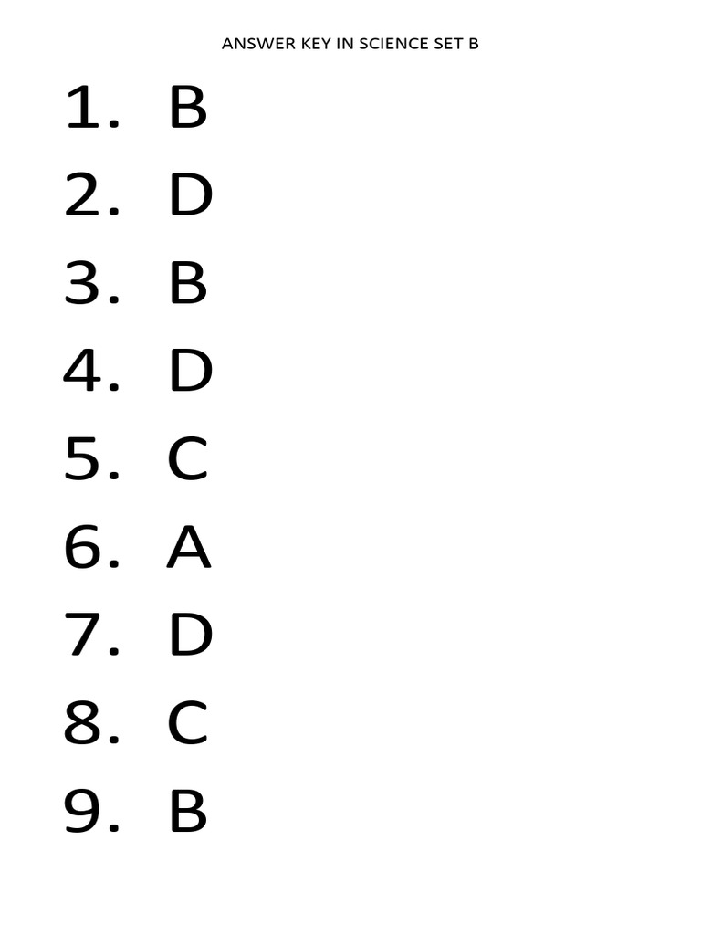 Science Set B Answer Key | PDF