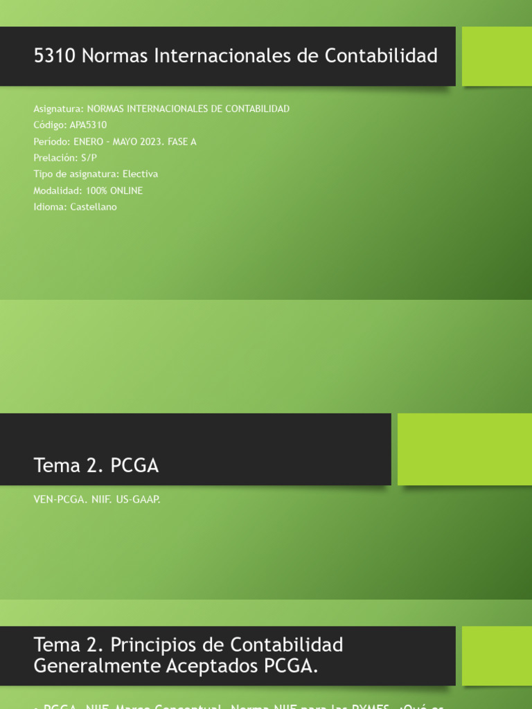 Normas Contables: PCGA, NIIF y US-GAAP | PDF | normas internacionales ...