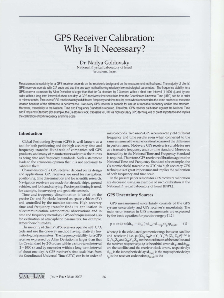 2007jan - GPS Receiver Calibration | PDF | Global Positioning System ...