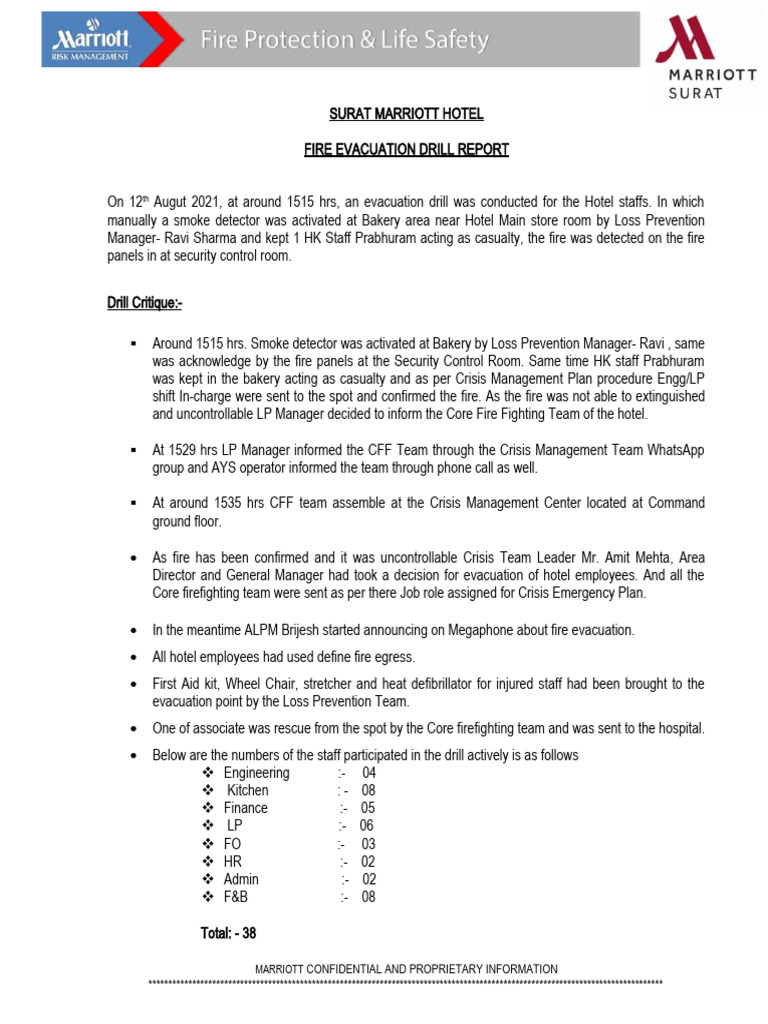 Fire Evacuation Drill Report | Download Free PDF | Disasters | Hazards