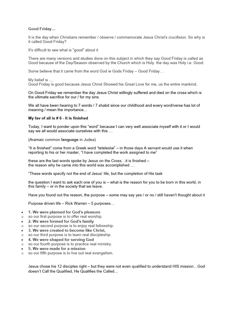 Good Friday | PDF | Crucifixion Of Jesus | Jesus