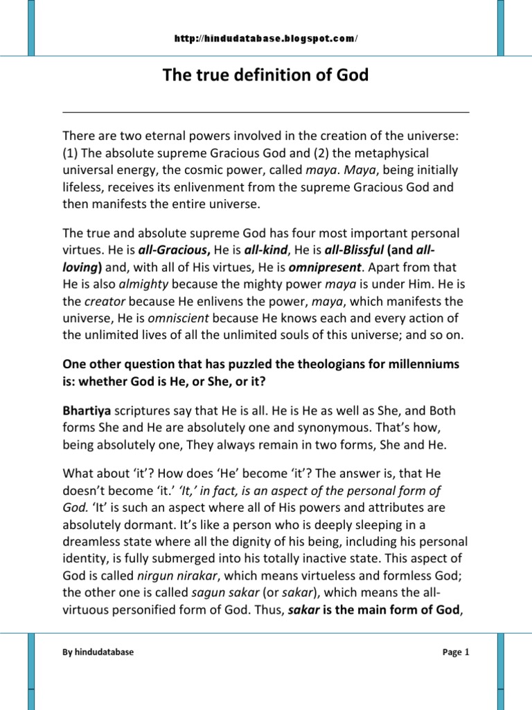 The True Definition of God | PDF