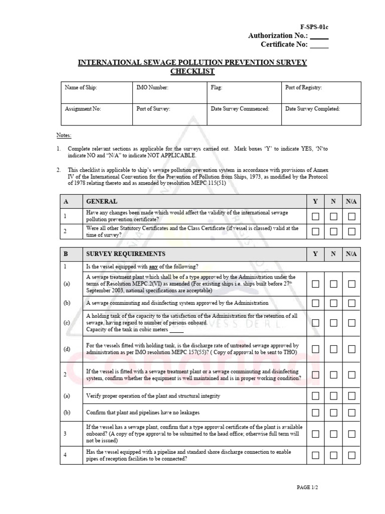 F-SPS-01c - Sewage Pollution Prevention Report | PDF | Sewage Treatment