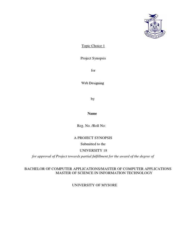 Project Synopsis Sample BCA MCA MSIT | PDF | Information Technology ...