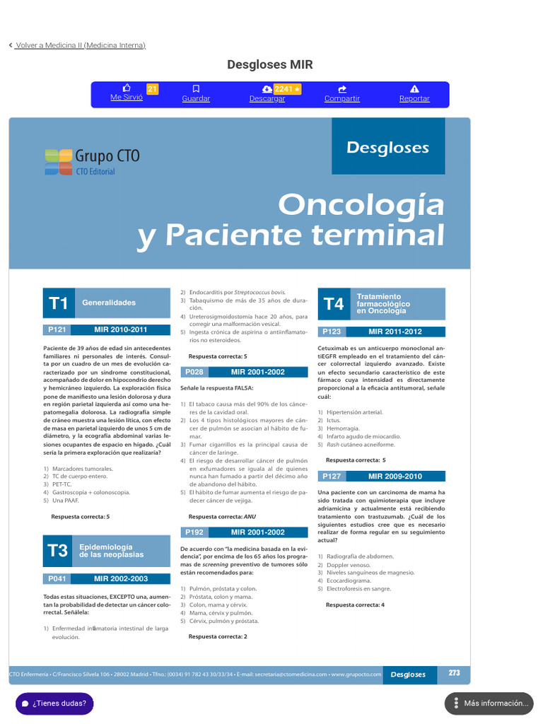 Apunte - Desgloses MIR - Onco | PDF | Cáncer | Cáncer de pulmón