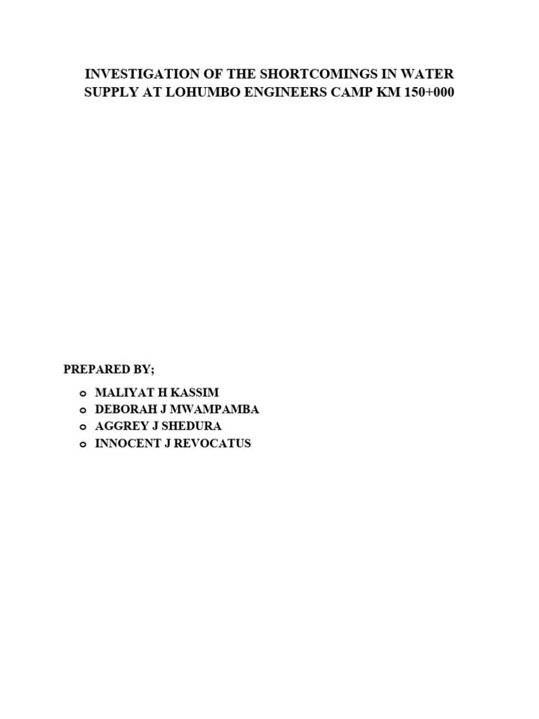 Water Supply Report KM 150+000 | PDF | Water | Water Supply