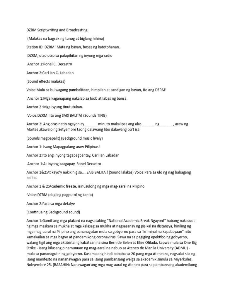 Dzrm Scriptwriting And Broadcasting Pdf