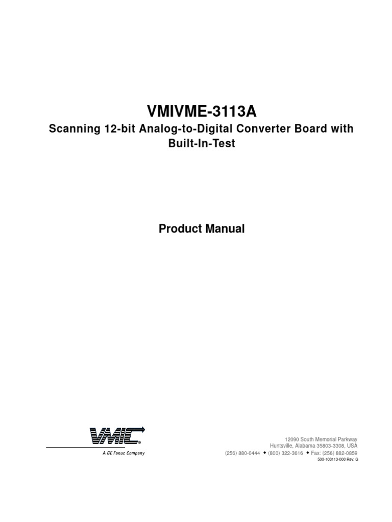 VMIVME-3113A 64 Chan Scanning 12-Bit AD | PDF | Analog To Digital ...