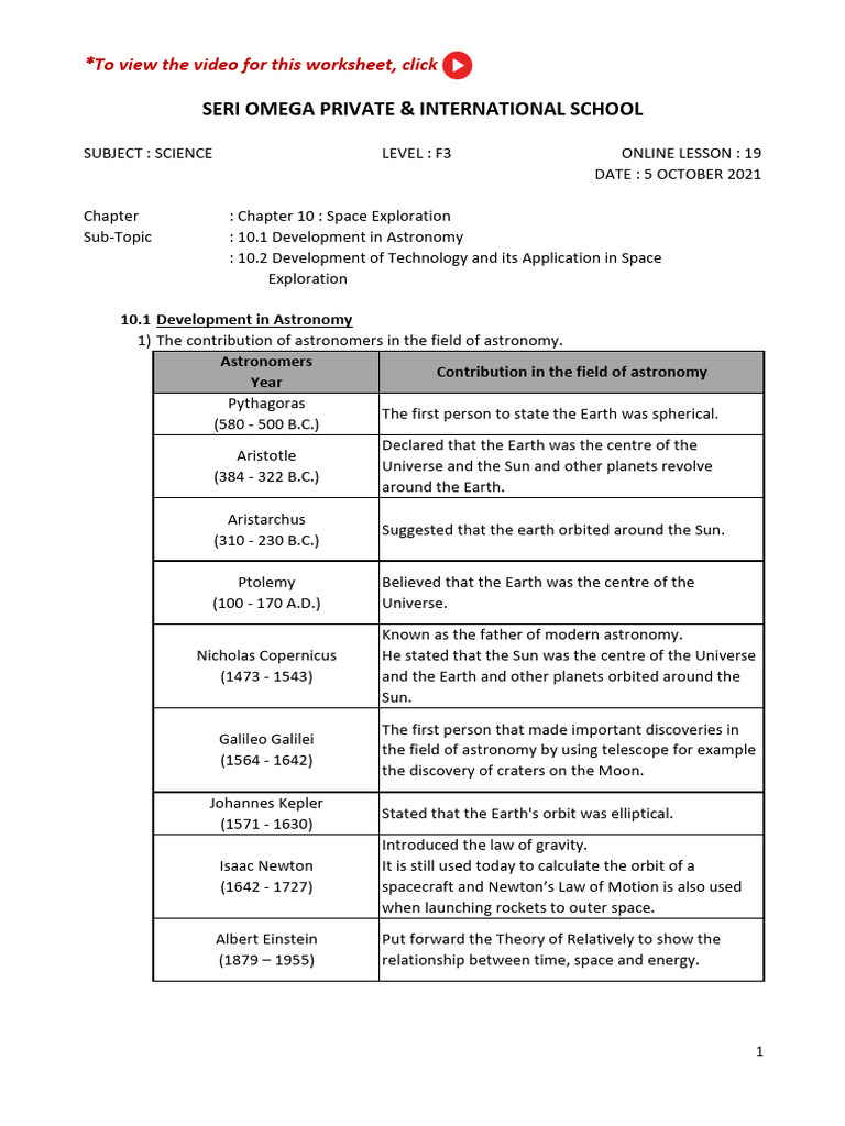 F3 Science Online Lesson 19 | PDF | Spacecraft | Outer Space