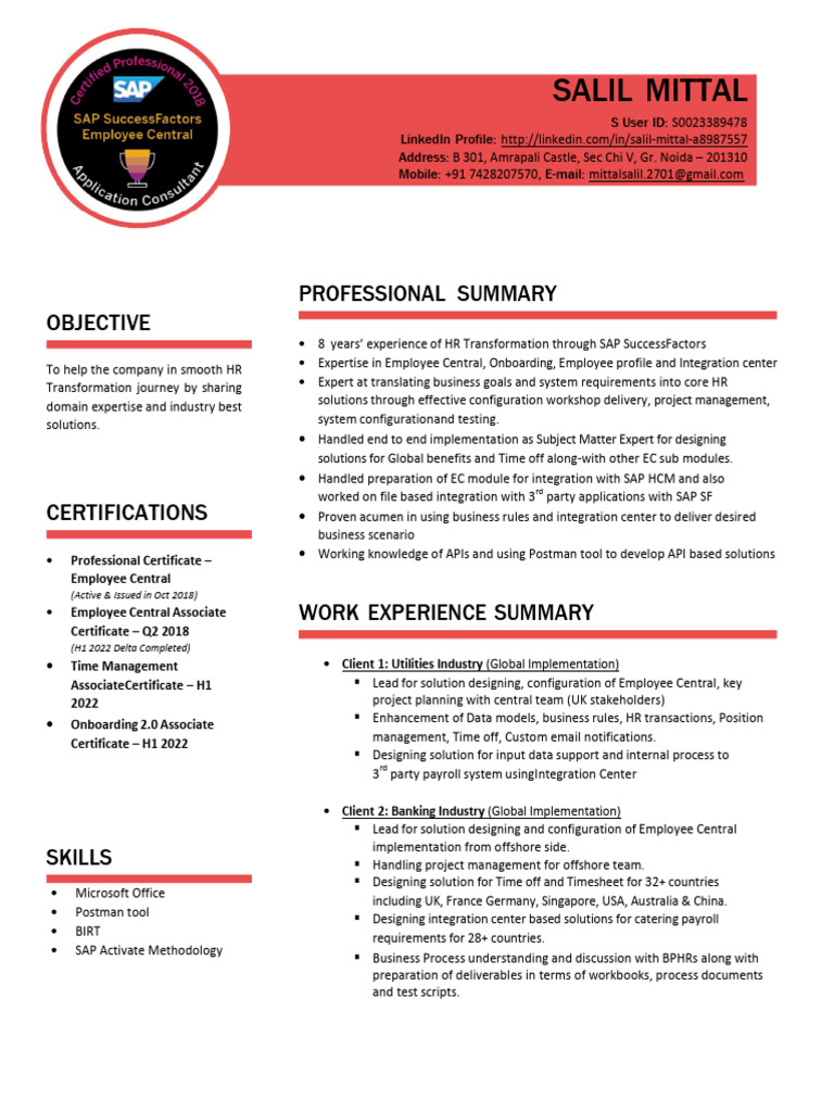 Resume - Salil Mittal | Download Free PDF | Business | Computing