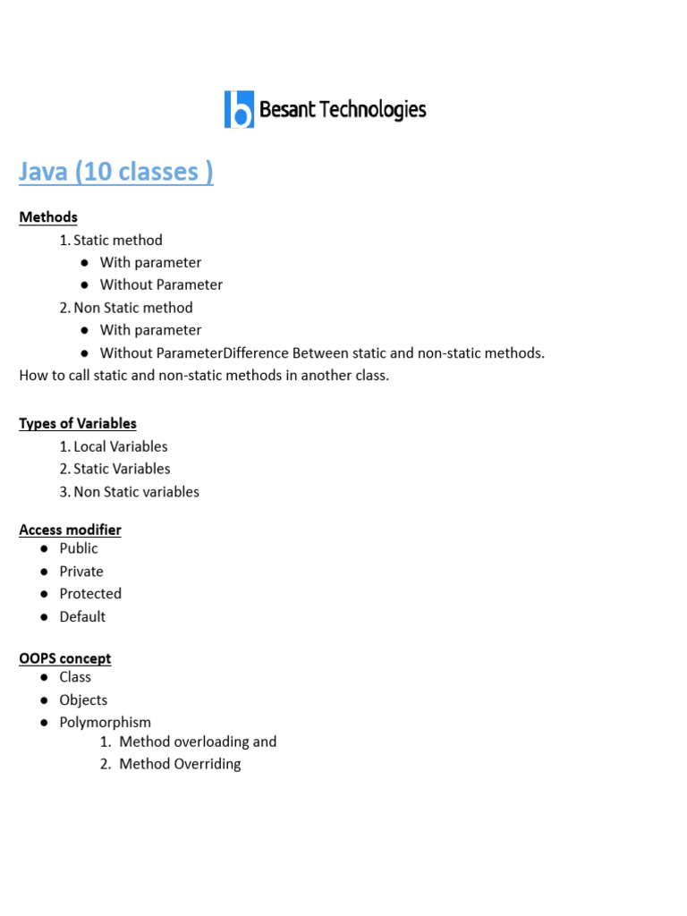 SELENIUM WITH JAVA - Course - Syllabus | PDF | Method (Computer Programming) | Class (Computer ...