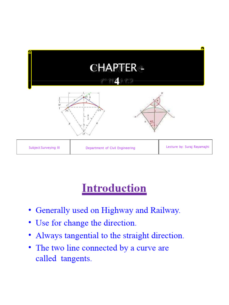 Types and Design of Curves in Surveying | PDF | Tangent | Curvature