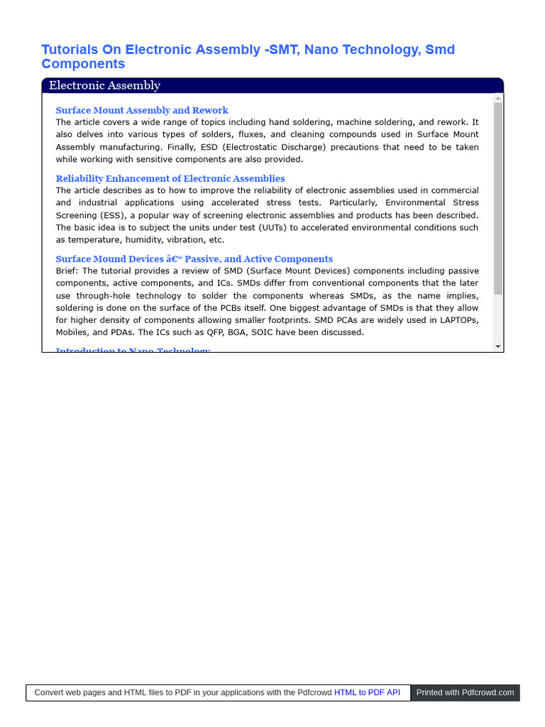Electronic Assembly | PDF | Art | Technology & Engineering