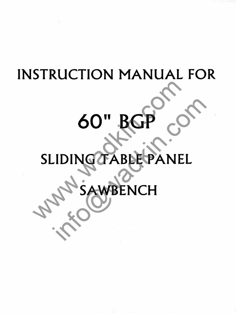 Wadkin BGP 60 (12 Inch) Manual & Parts List | PDF | Knife | Screw