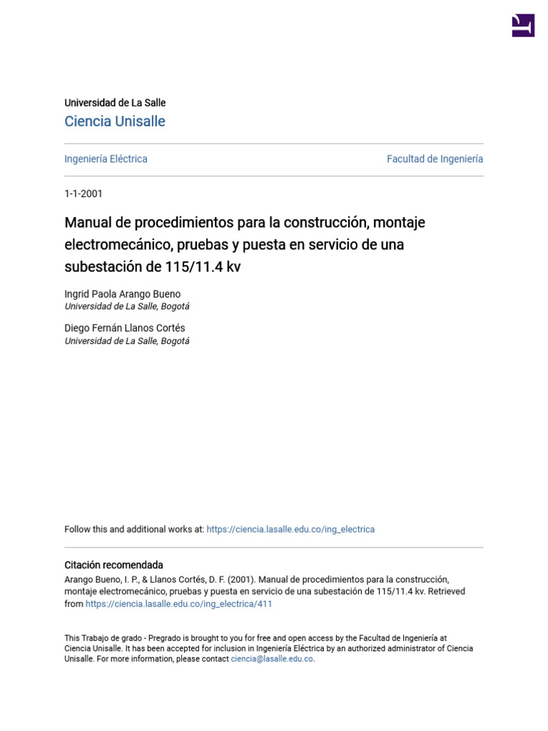 Manual de Procedimientos para La Construcción Montaje Electromec | PDF