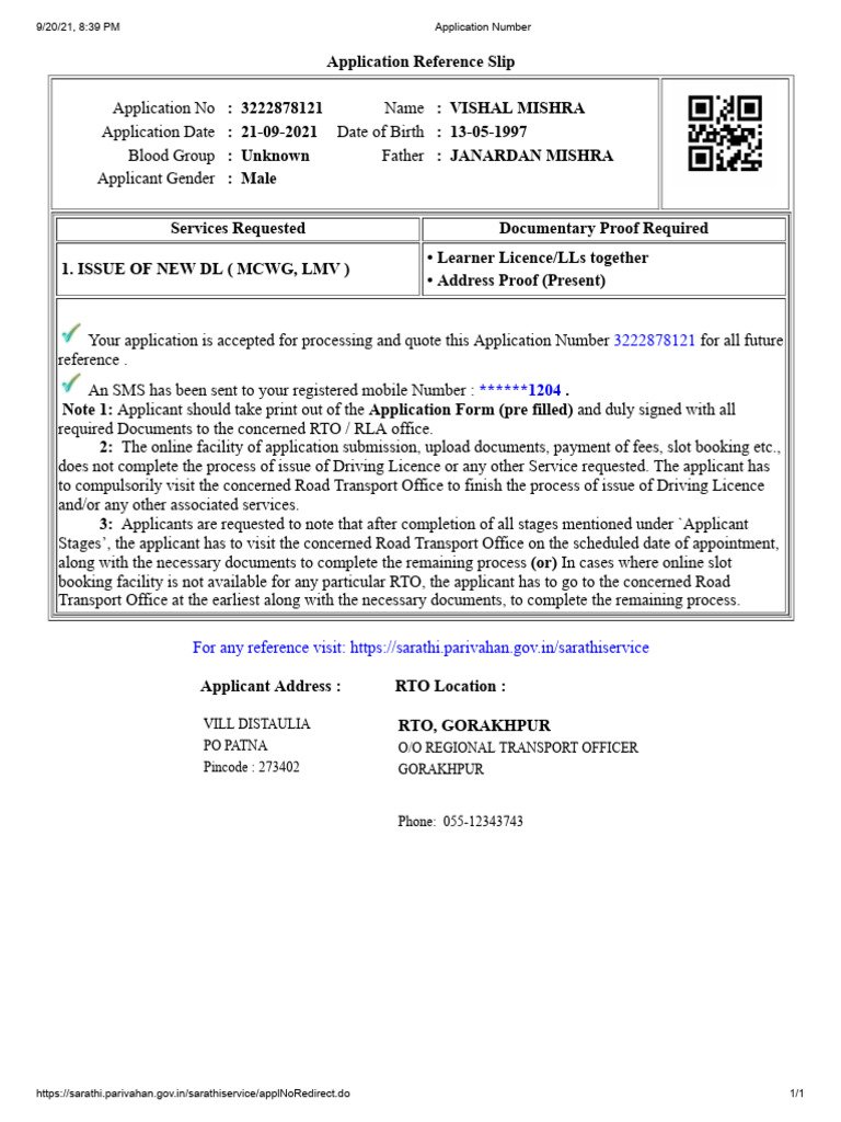 Application Number | PDF | Transport | Land Transport