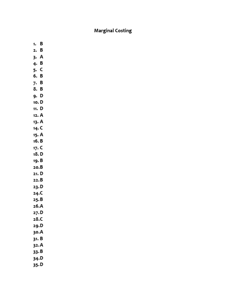 Marginal Costing MCQ Ans. | PDF