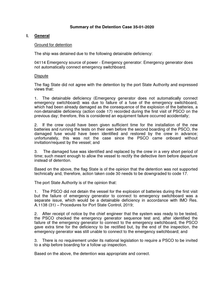 Summary of Detention Review Case 35-01-2020 | PDF