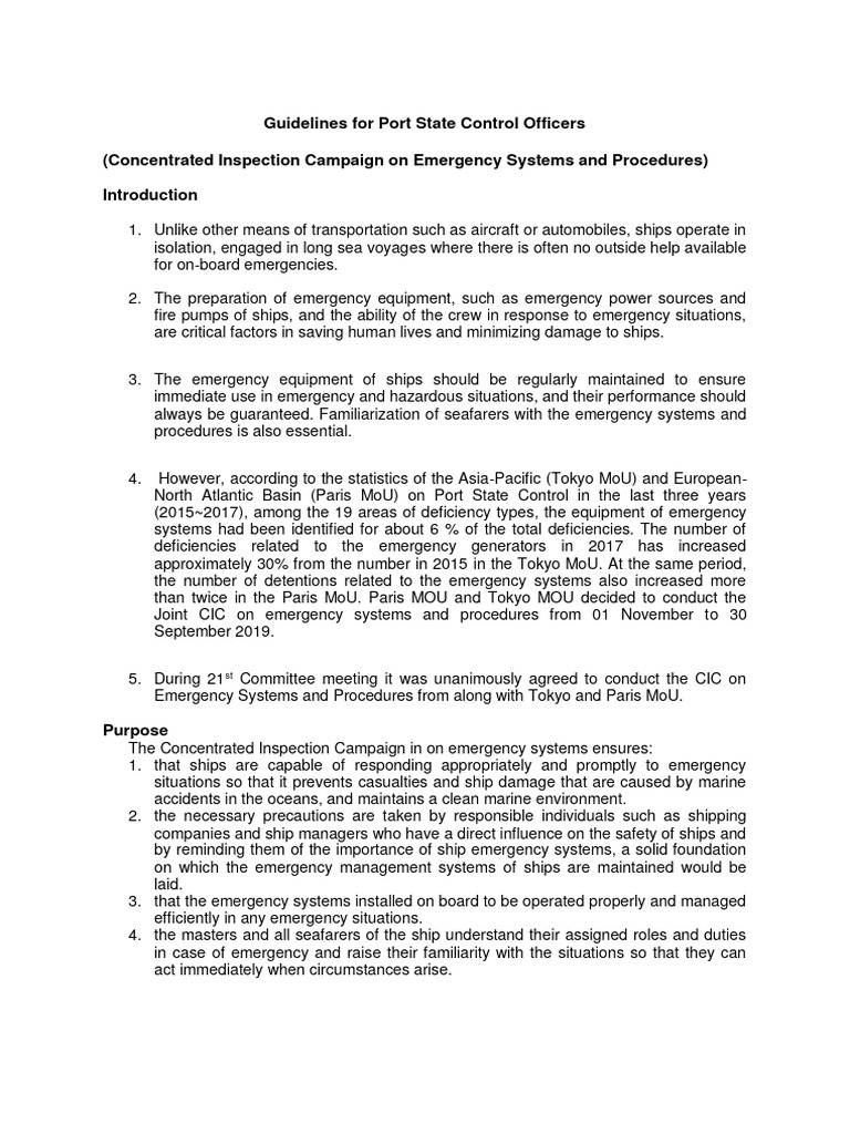 CIC G Emergency System and Procedure 2019 | PDF | Electric Generator ...