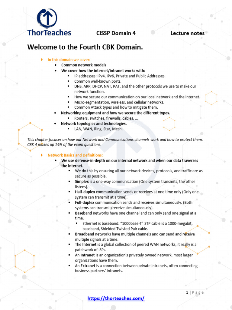 Cissp 4 | PDF | Computer Network | Internet Protocol Suite