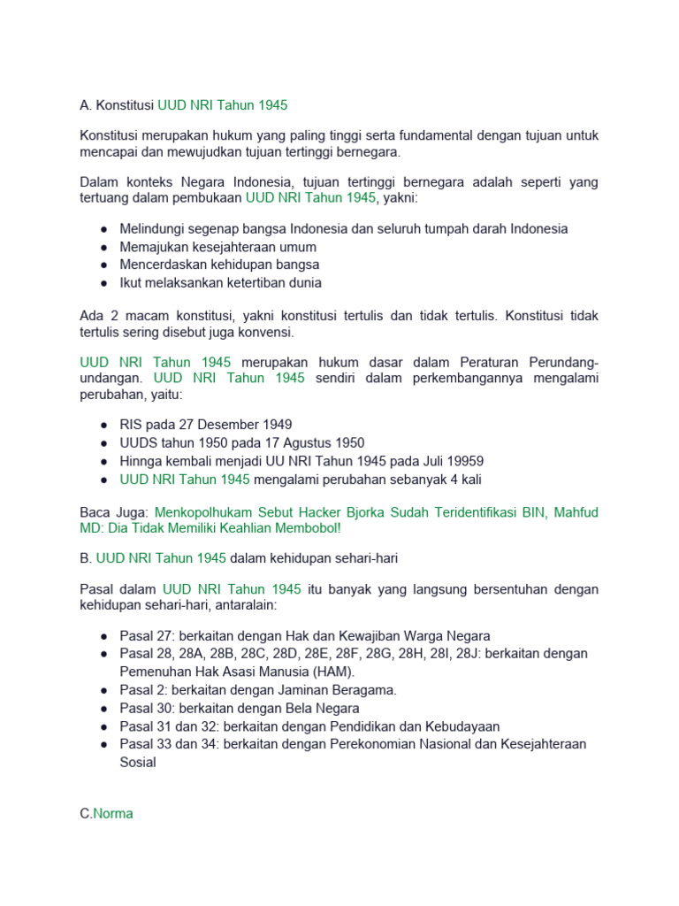 Materi UUD 1945 | PDF