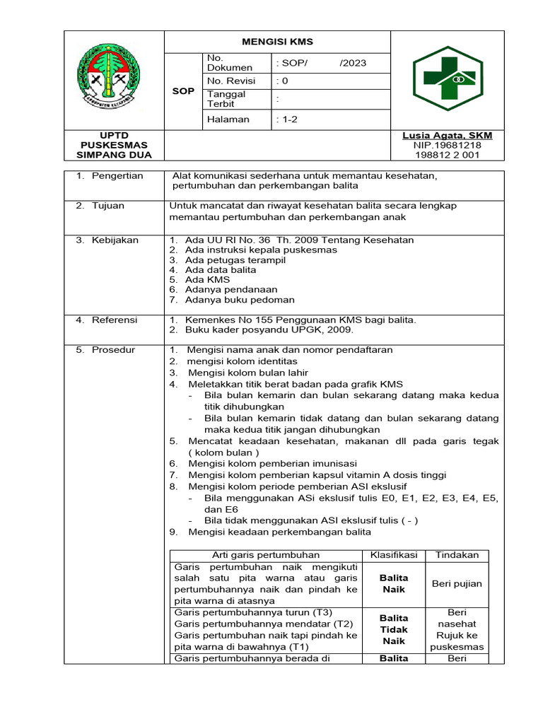 Sop Mengisi KMS | PDF