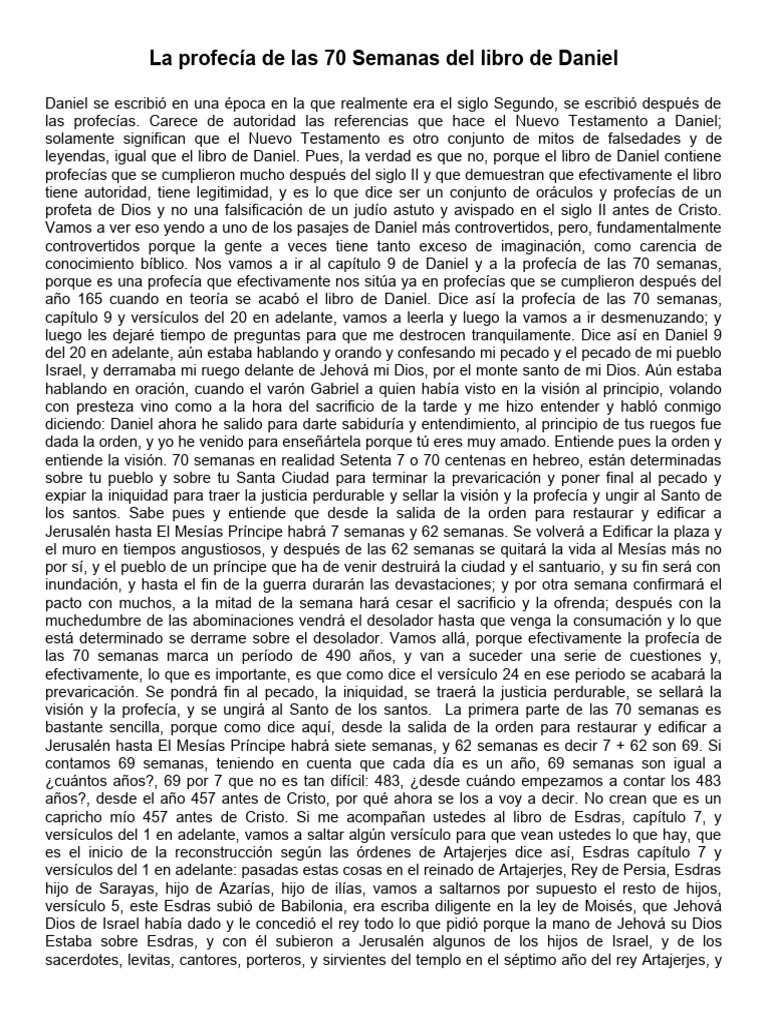 La Profecía de Las 70 Semanas Del Libro de Daniel | PDF | Jesús | Mesías
