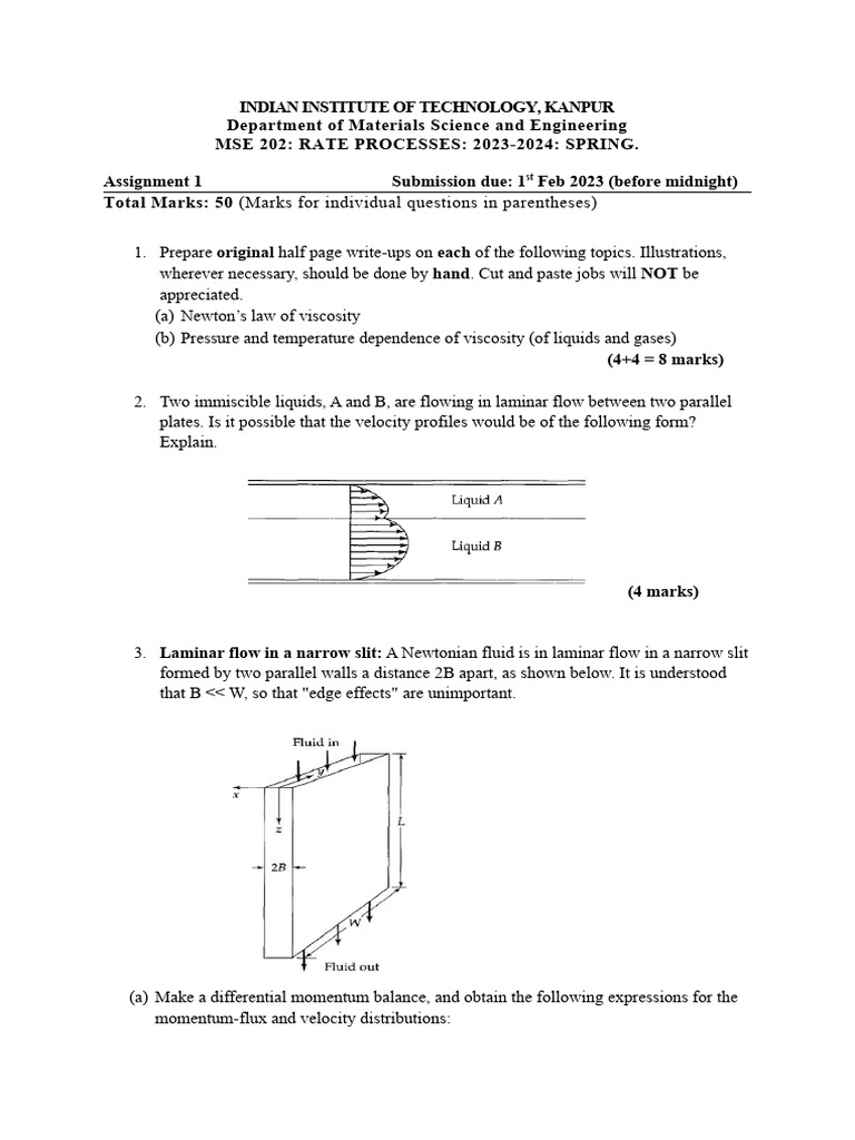 Assignment 1 | PDF | Liquids | Viscosity