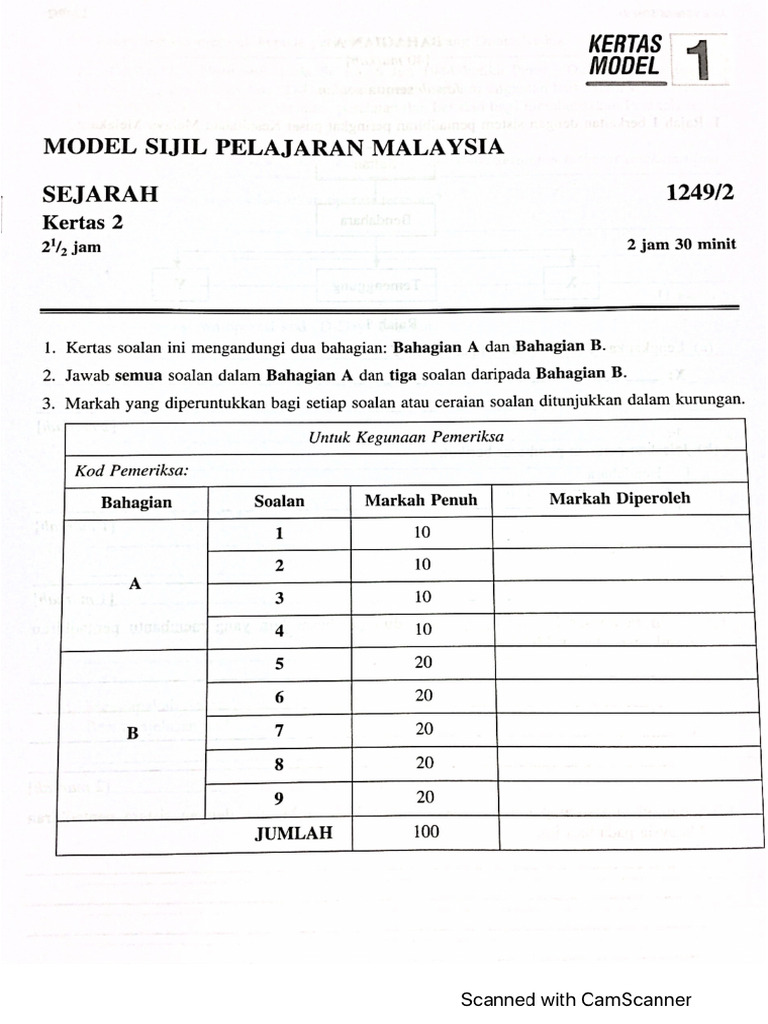 Sejarah SPM Set 1 Paper 2 | PDF