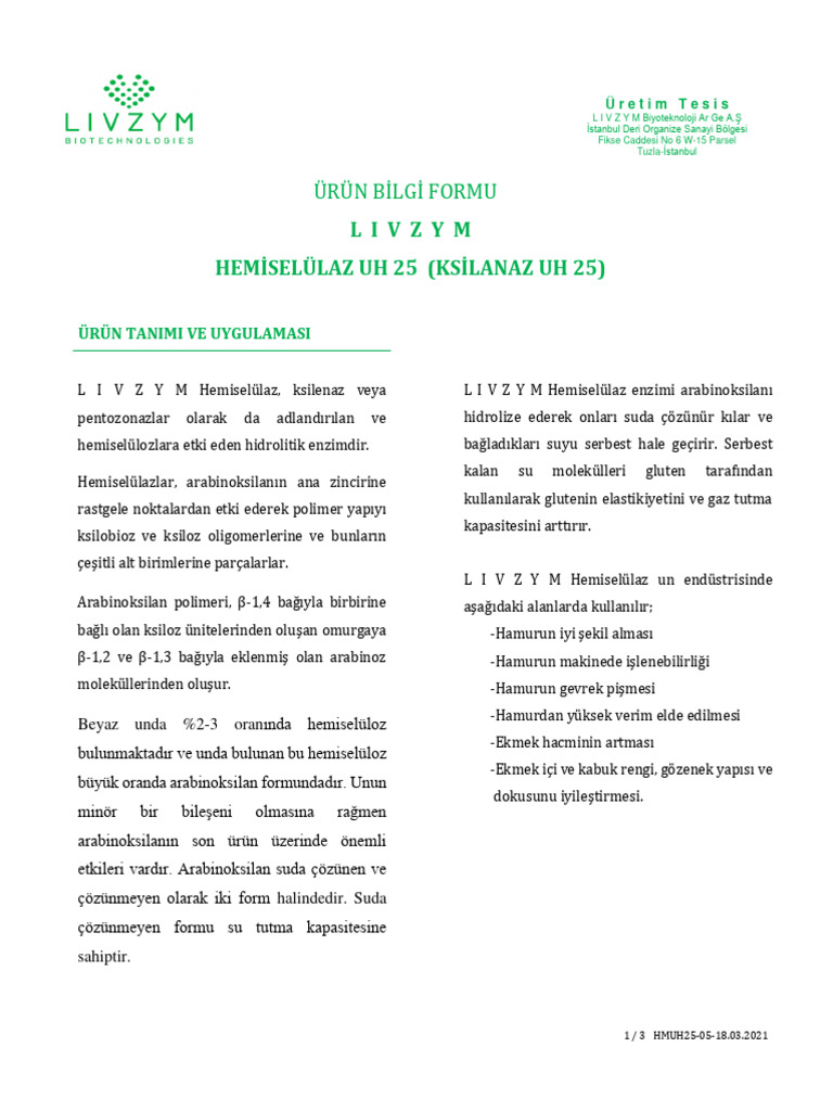TDS Hemiselülaz U25 Rev 05 | PDF