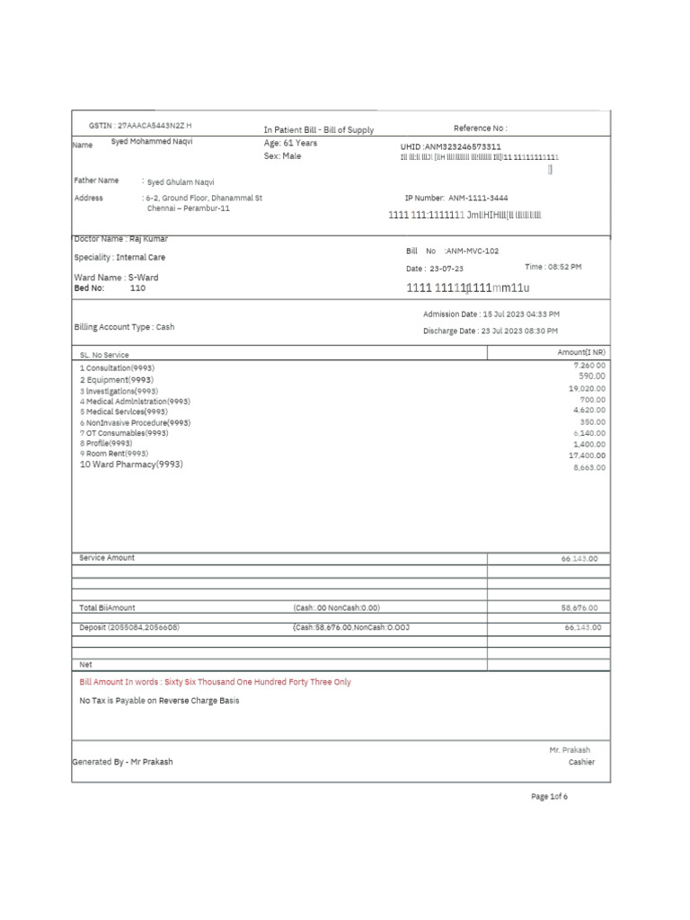 Medical Bill PDF | PDF | Health Sciences | Service Industries