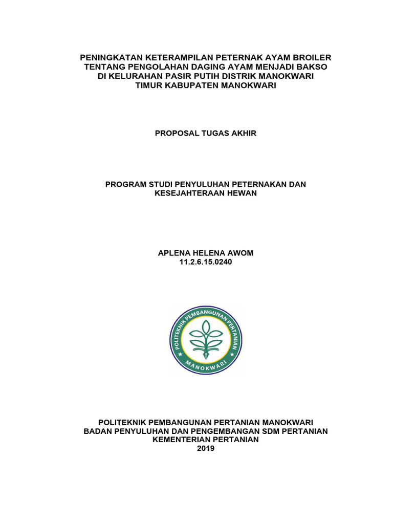 Template Proposal TA Polbangtan Manokwari Revisi 5 3 2020 | PDF