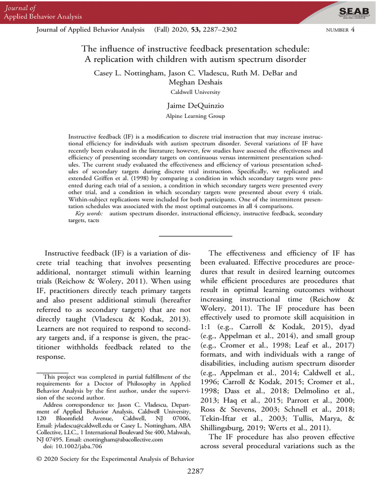 The Influence of Instructive Feedback Presentation Schedule - A ...