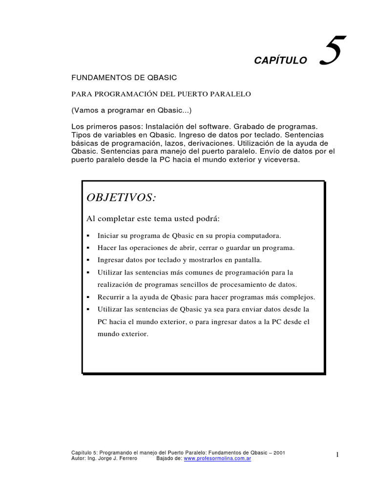 7 - Capitulo 5 | PDF | Básico | Lenguaje de programación