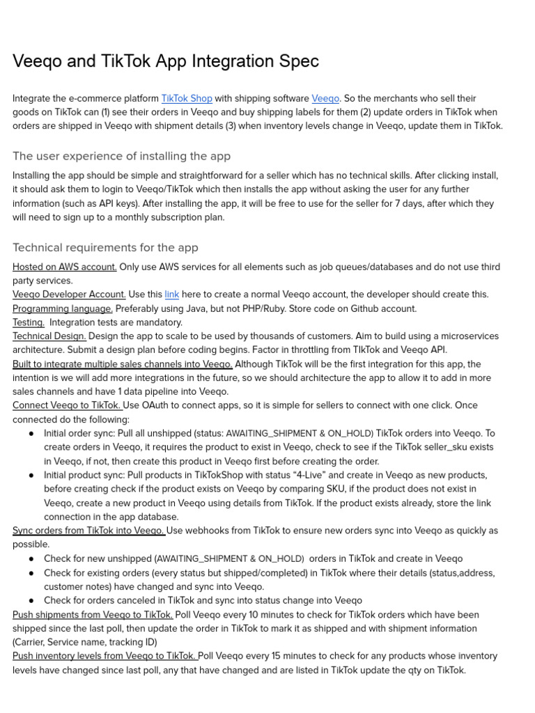 Veeqo and TikTok Integration | PDF