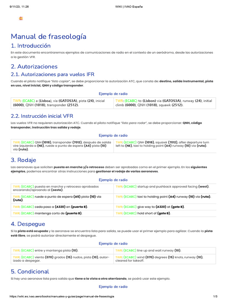 Fraseología Manual - IVAO España | PDF | Informática