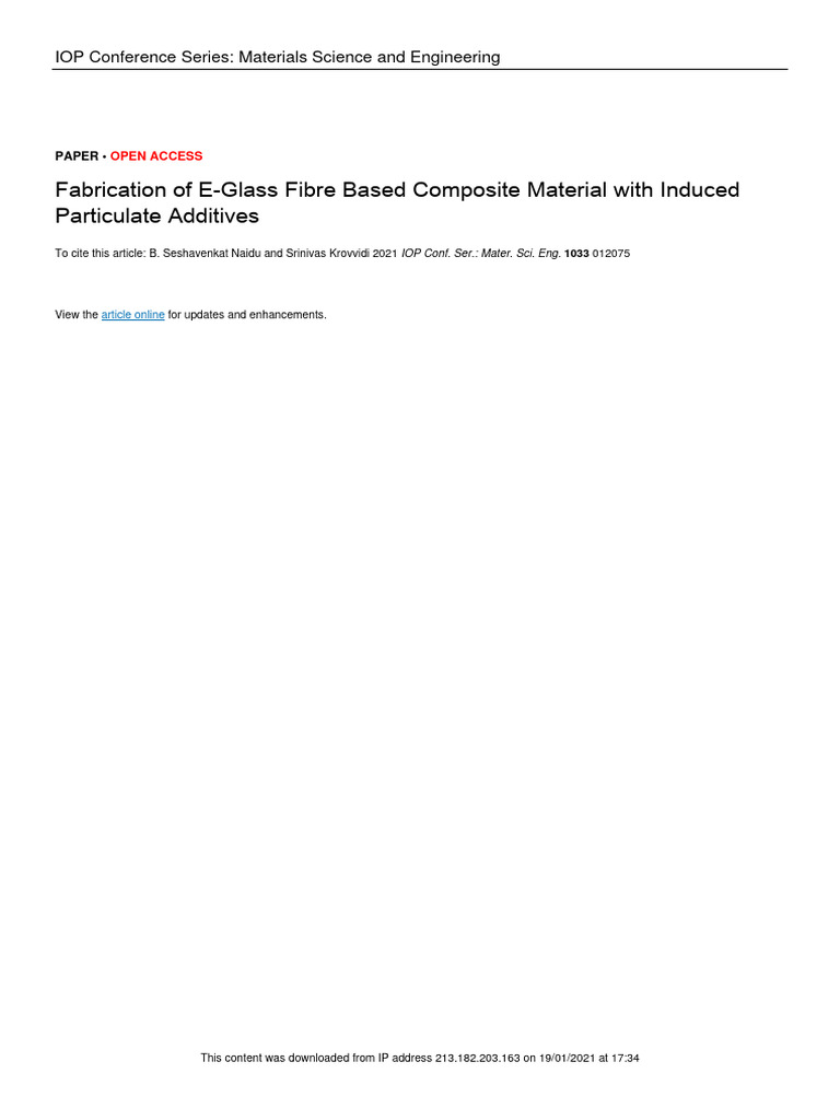 Fabrication of E-Glass Fibre Based Composite Mater | PDF | Composite Material | Epoxy