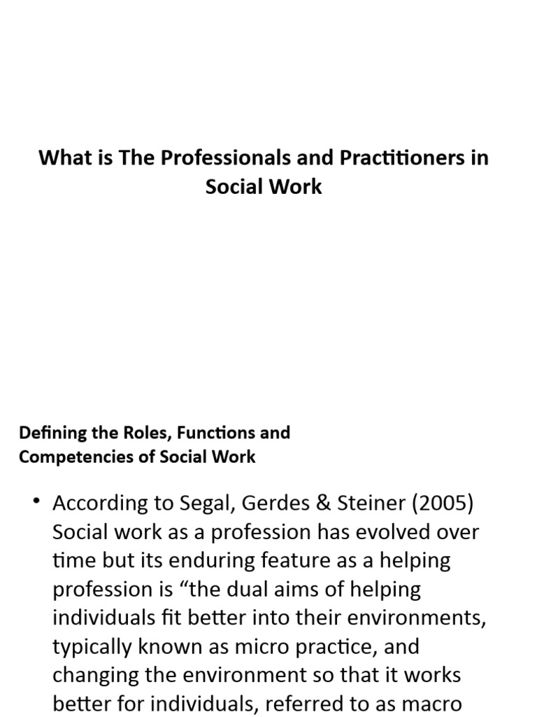What Is The Professionals and Practitioners in Social | PDF | Social Work | Health Care