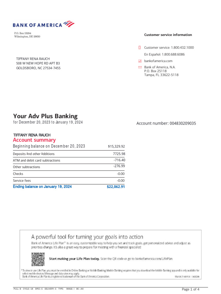 BankOfAmerica Statement | PDF | Overdraft | Deposit Account