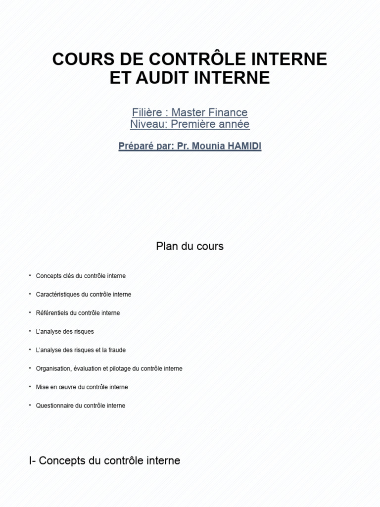 Cours de Contrôle Interne Et Audit Interne - Copie | PDF