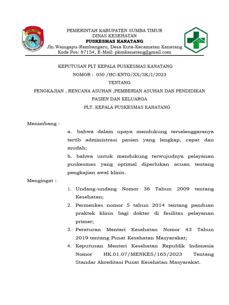 SK Pengkajian, Rencana Asuhan, Pemberian Asuhan Dan Pendidikan Pasien Dan Keluarga | PDF