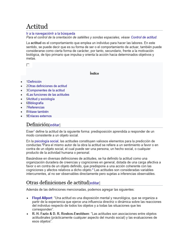 Definición y componentes de la actitud | PDF | Actitud (psicología ...